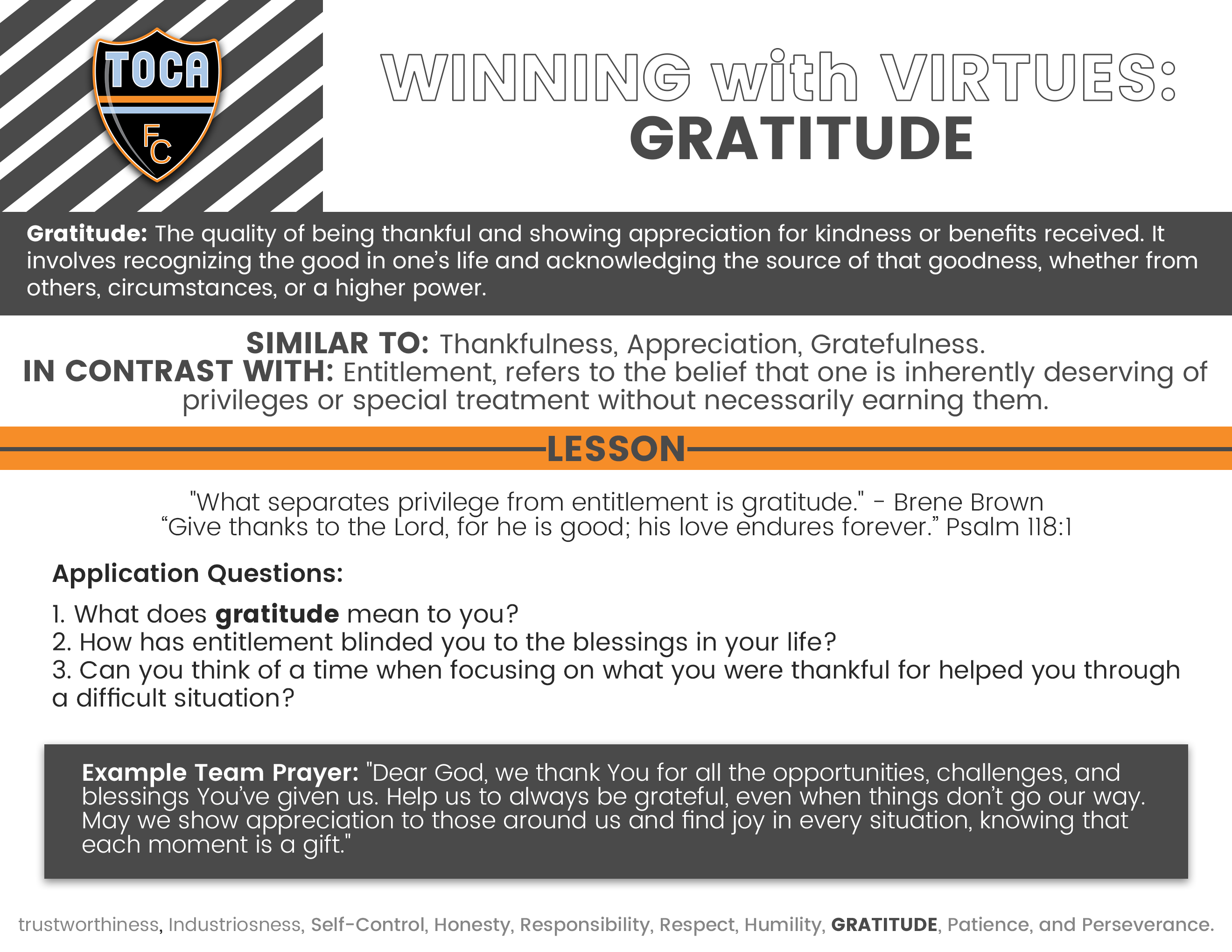 VIRTUE OF THE MONTH - Toca FC